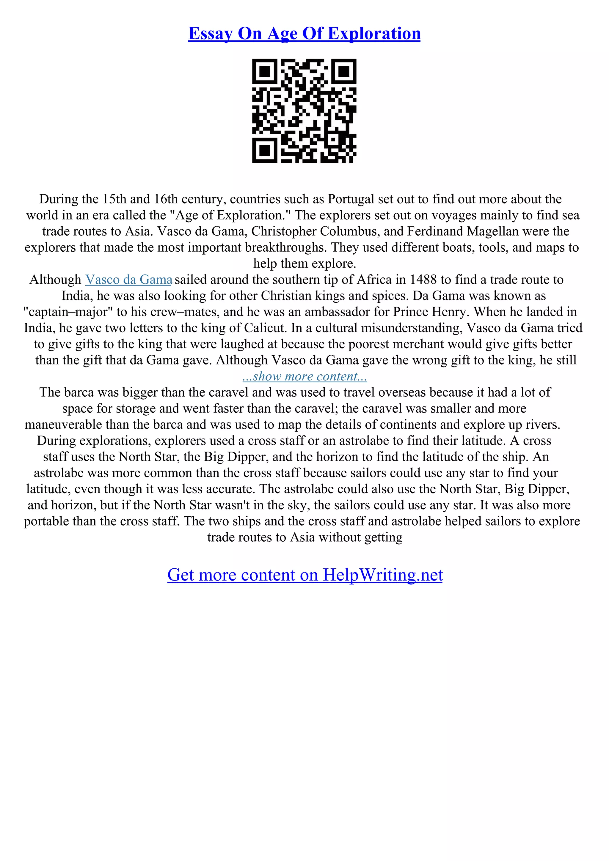 Age Of Exploration Essay | PDF