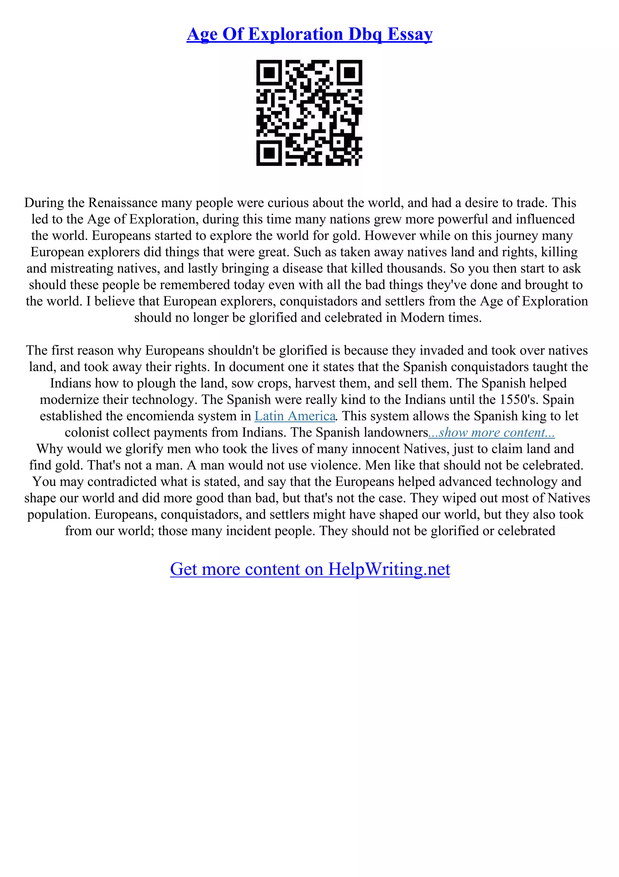 Age Of Exploration Essay | PDF