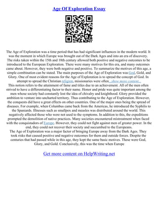 Age Of Exploration Essay | PDF