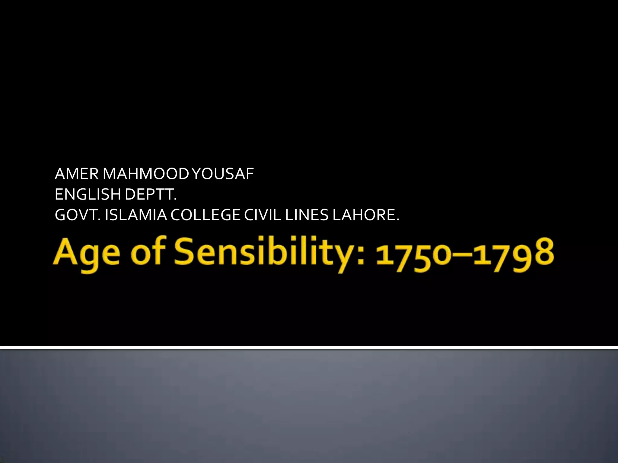 Age of sensibility | PPTX