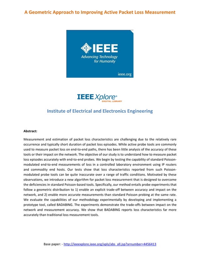 A geometric approach to improving active packet loss measurement | PDF