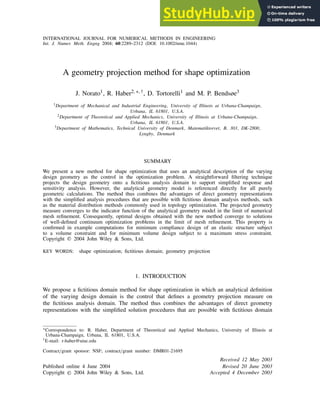 A Geometry Projection Method For Shape Optimization | PDF