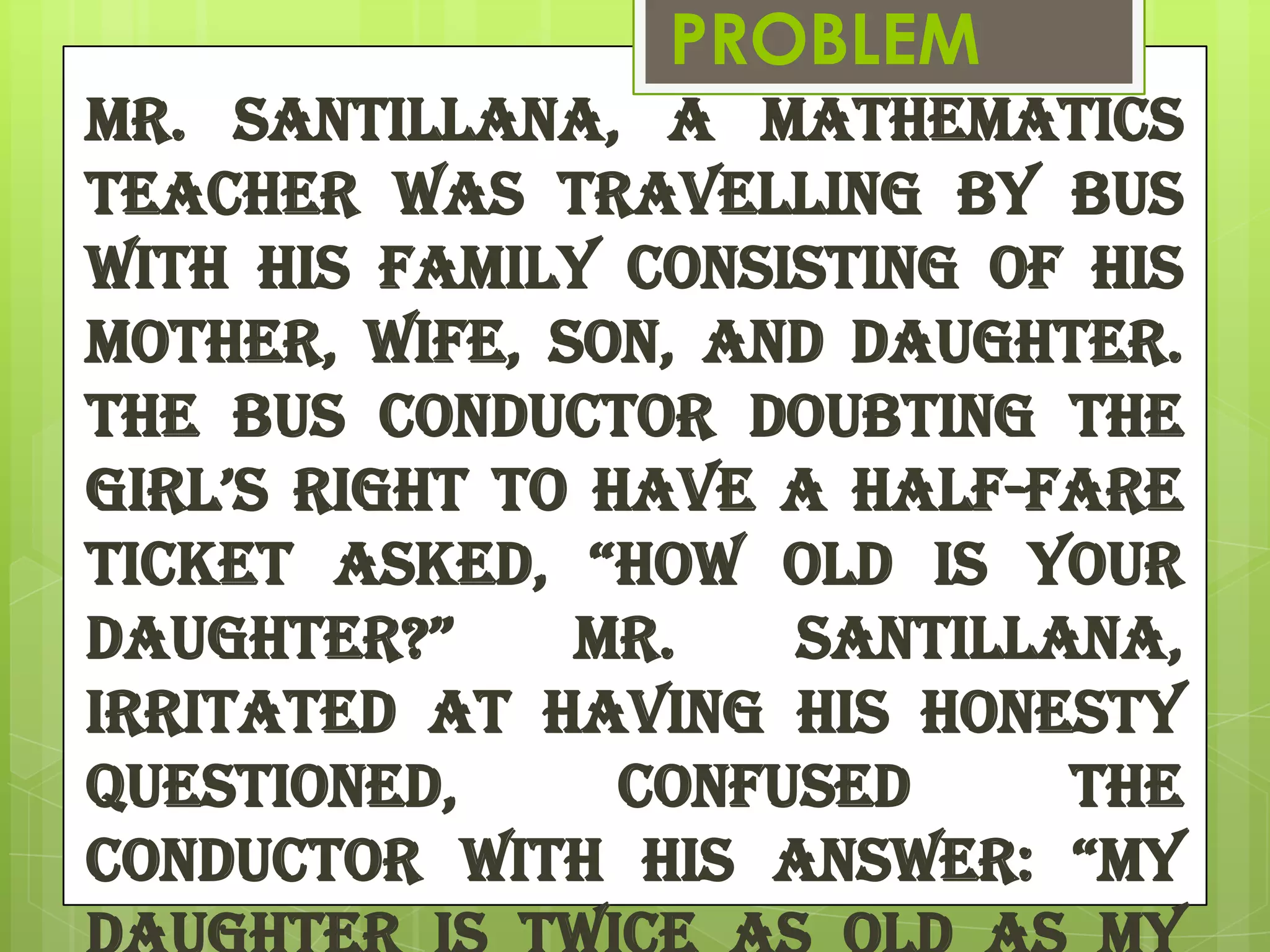 Math Sample Age Problem | PPTX