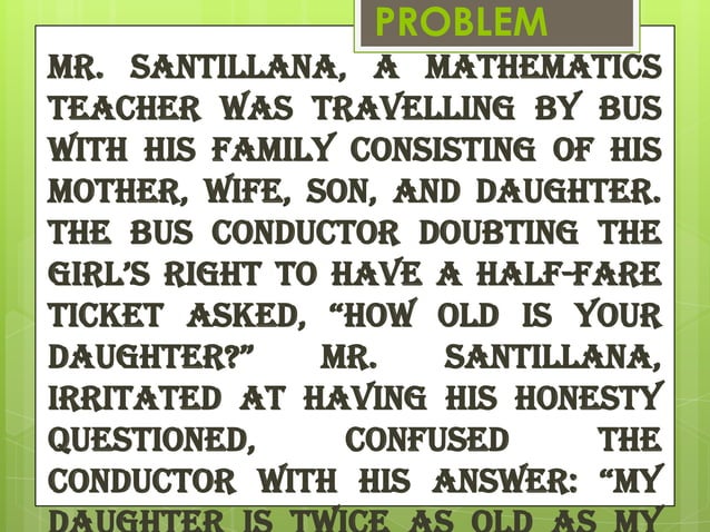 Math Sample Age Problem | PPTX | Science