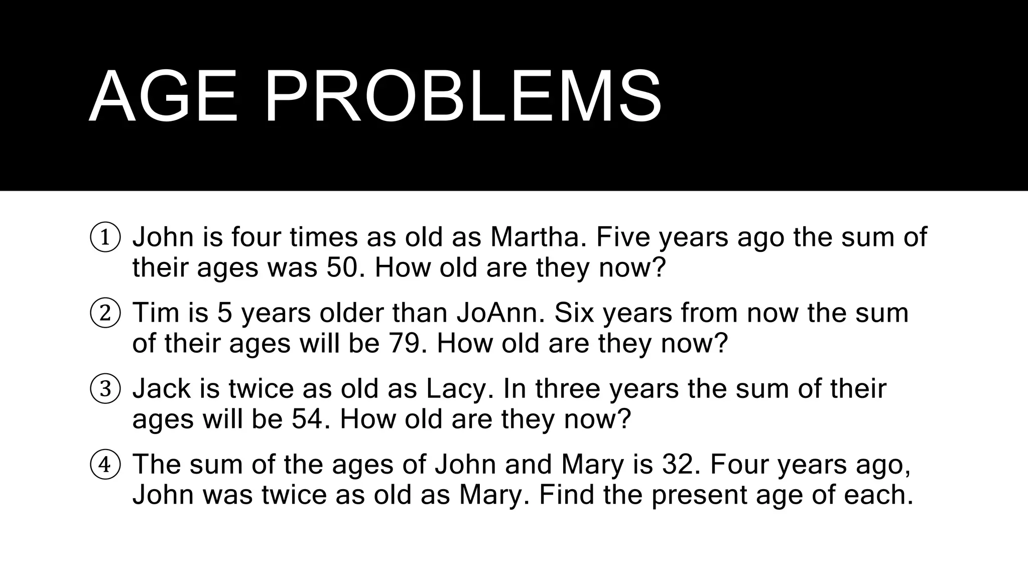 Solving word problems- Age problems for Grade 4 | PPTX