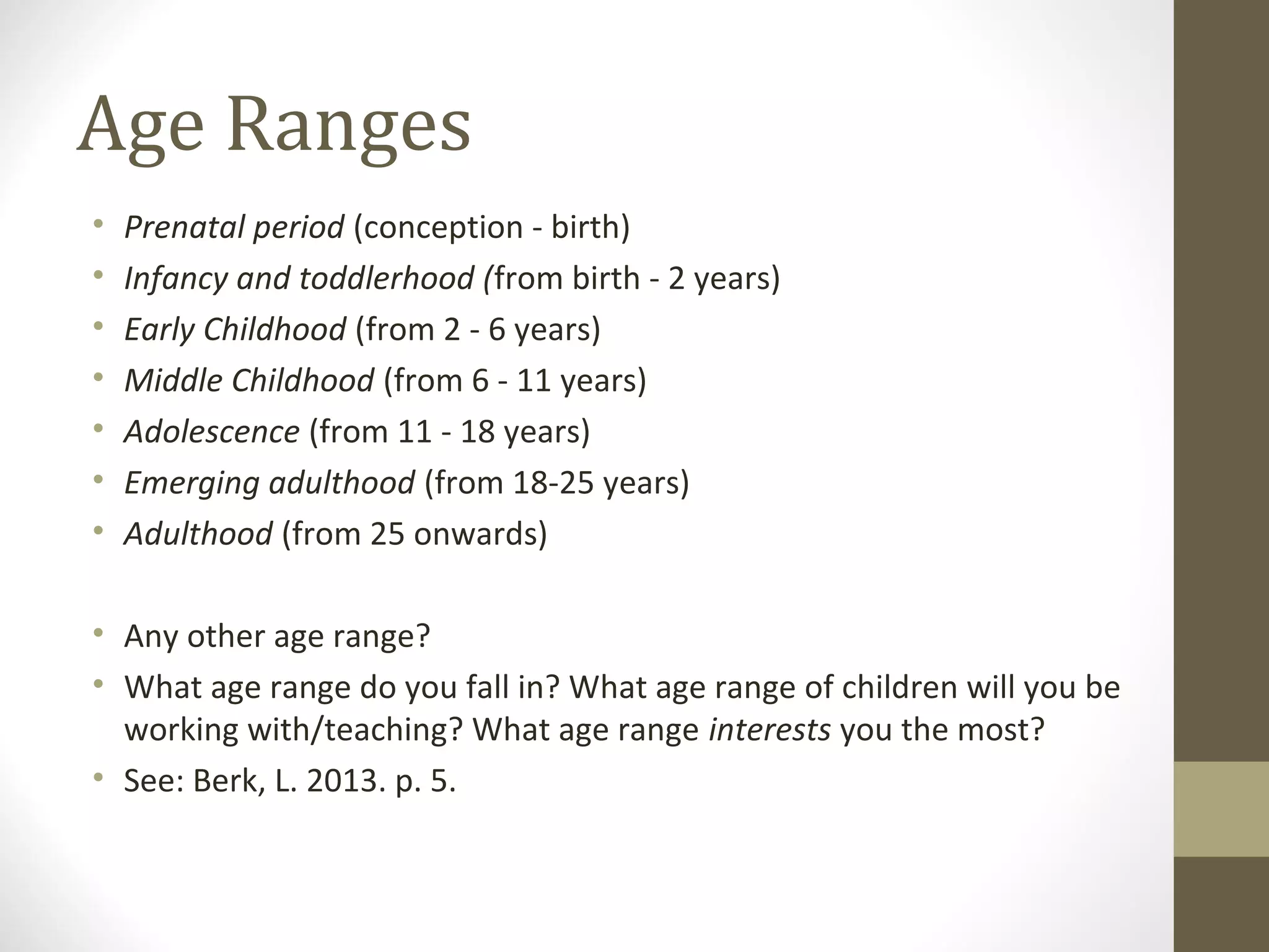 Age ranges and human development | PPT