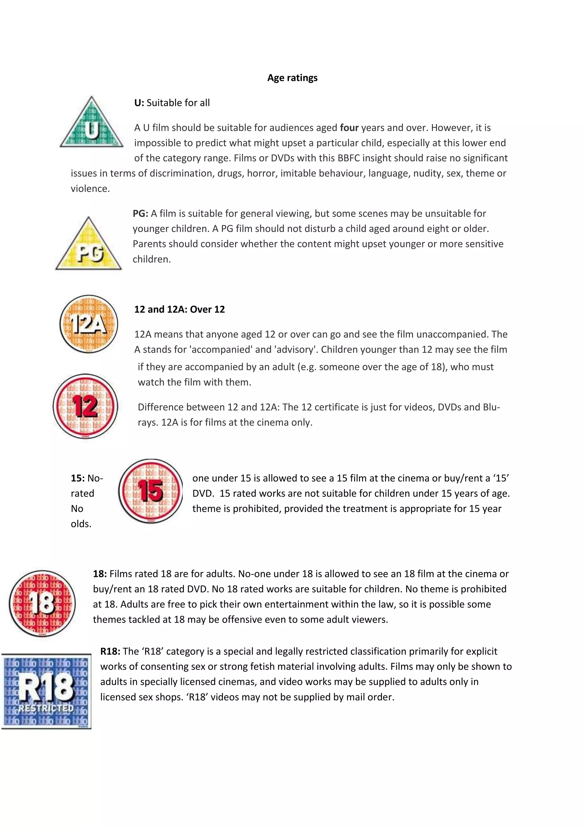 Age ratings details | PDF