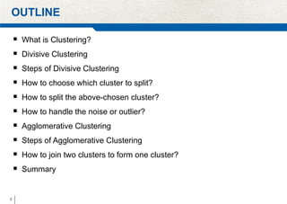 Clustering is an unsupervised machine learning technique that divides ...