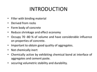 Aggregate - coarse aggregates, testing & limits | PPTX