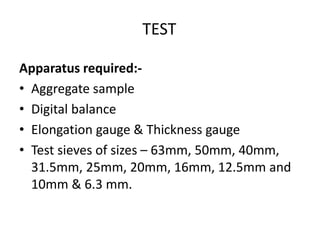 Aggregate - coarse aggregates, testing & limits | PPTX
