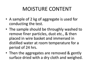 Aggregate - coarse aggregates, testing & limits | PPTX