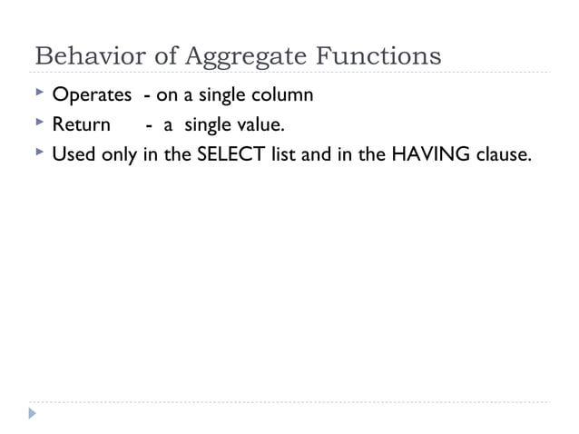 Php Mysql Aggregate Functions Ppt