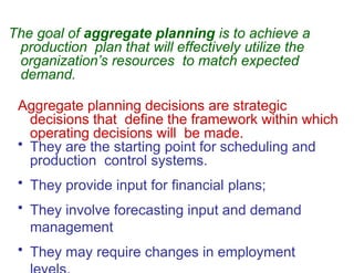 aggregate planning and Master scheduling | PPTX