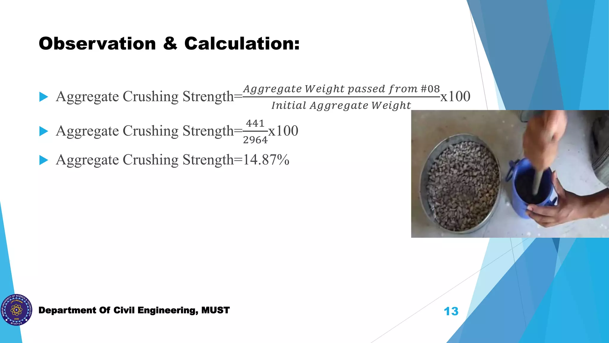 Aggregate crushing strength test | PPTX