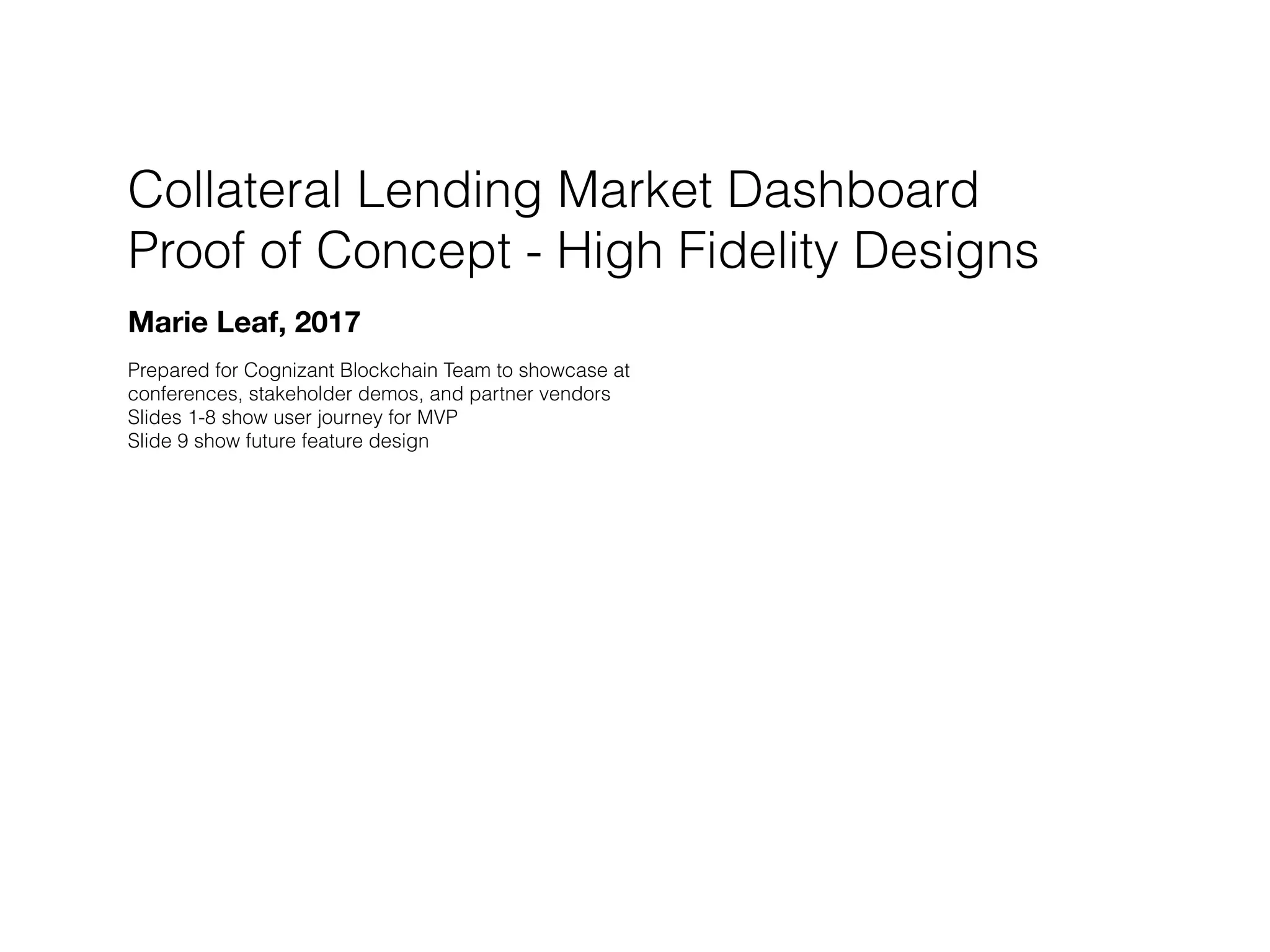 Collateral Lending High Fidelity Design | PPT