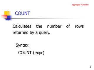 Aggregate functions | PPT