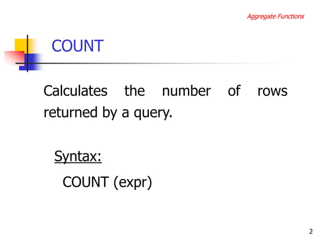 Aggregate functions | PPT