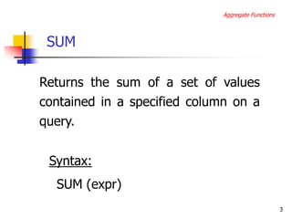 Aggregate functions | PPT