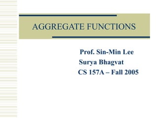 Aggregate functions | PPT