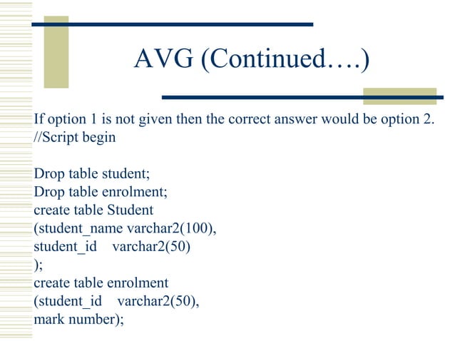 Aggregate functions | PPT
