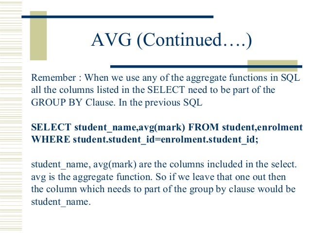 Aggregate Functions