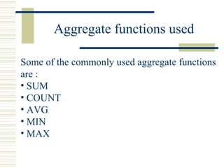 Aggregate Functions,Final | PPT