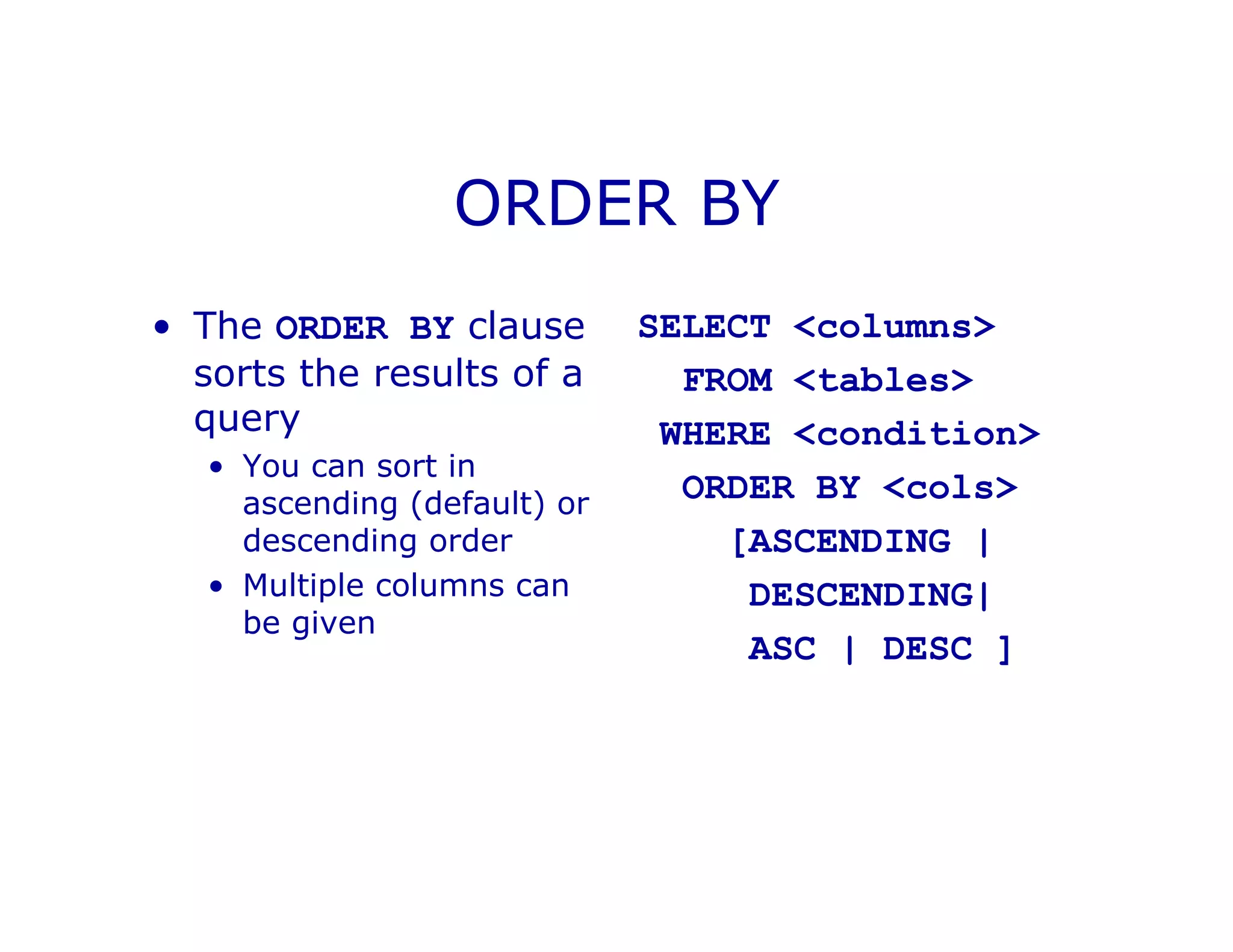 Aggregate Functions In Sql Ppt 