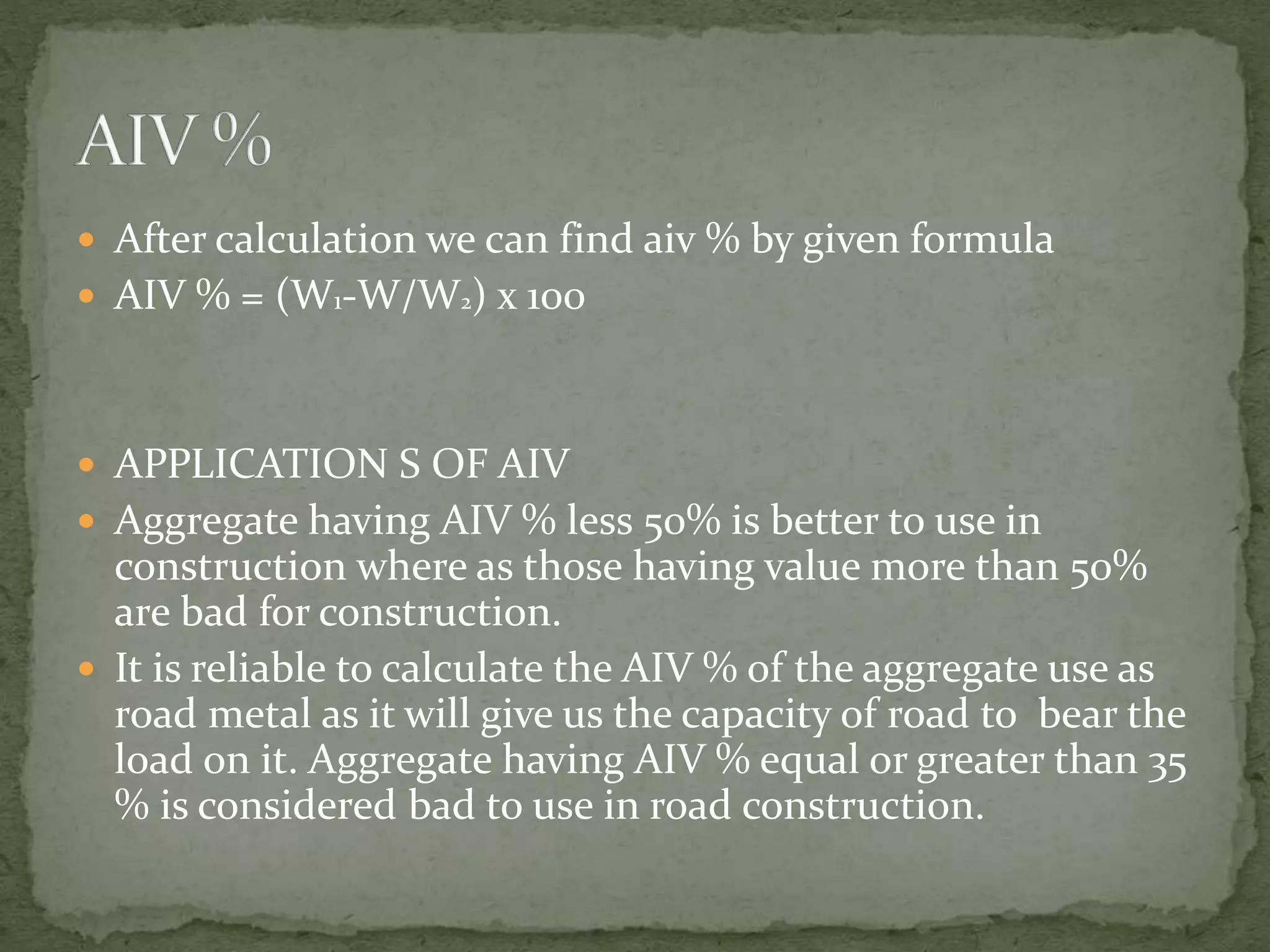 Aggregate impact value Calculation And uses | PPTX
