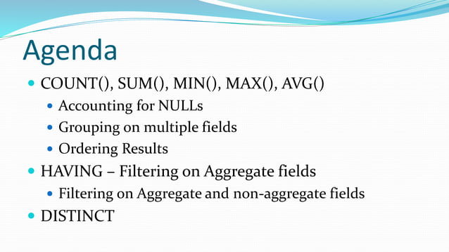 Aggregating data | PPTX | Databases | Computer Software and Applications
