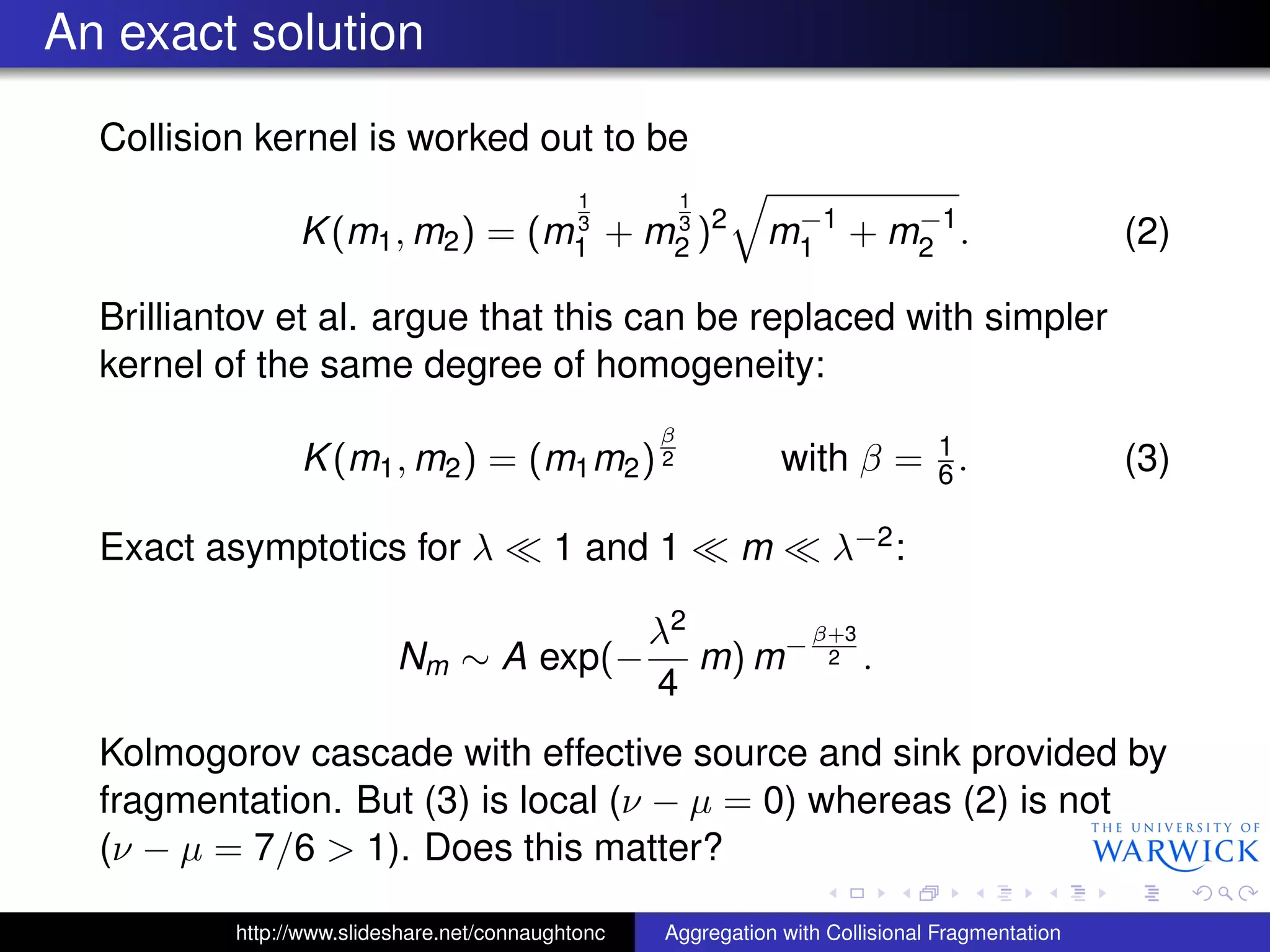 Cluster Cluster Aggregation With Complete Collisional Fragmentation Ppt