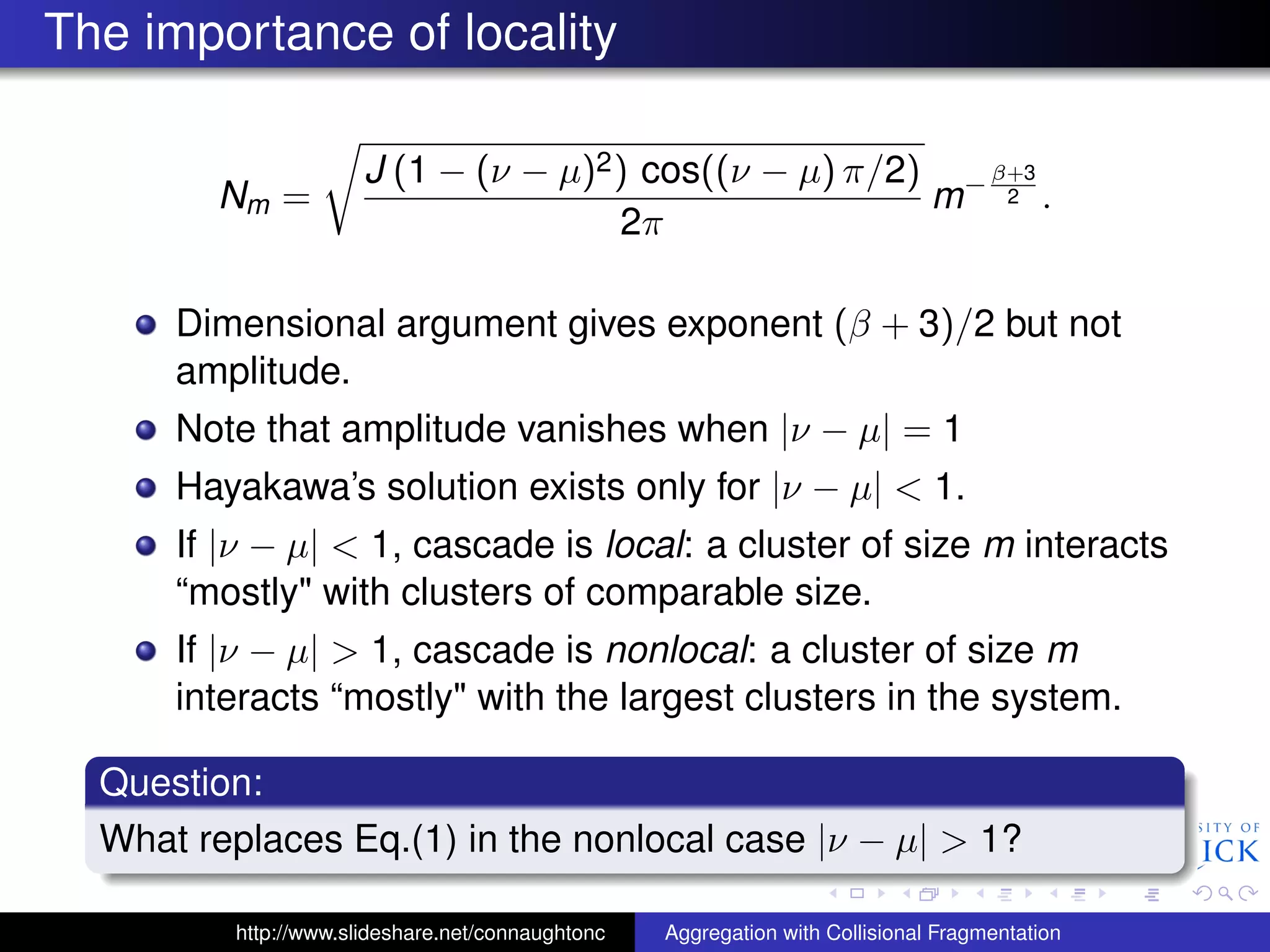 Cluster Cluster Aggregation With Complete Collisional Fragmentation Ppt