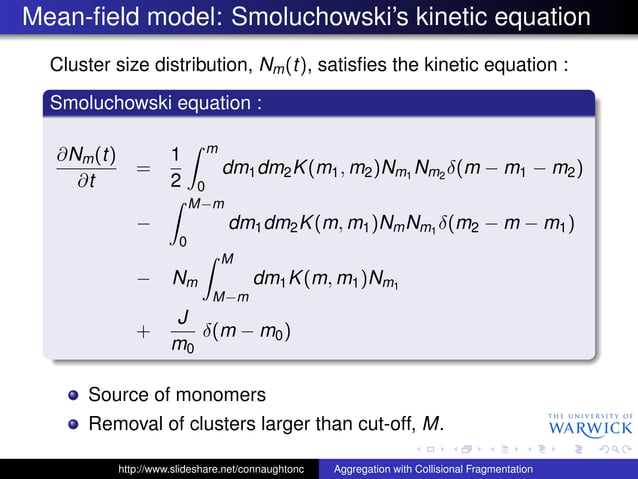 Cluster Cluster Aggregation With Complete Collisional Fragmentation Ppt