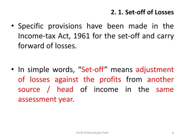 Aggregation of income, set off and carry forward | PDF | Stocks and ...