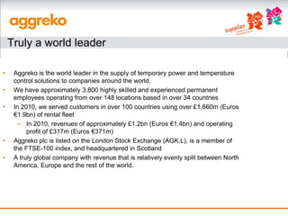 Aggreko Corporate Overview 2012 | PPT