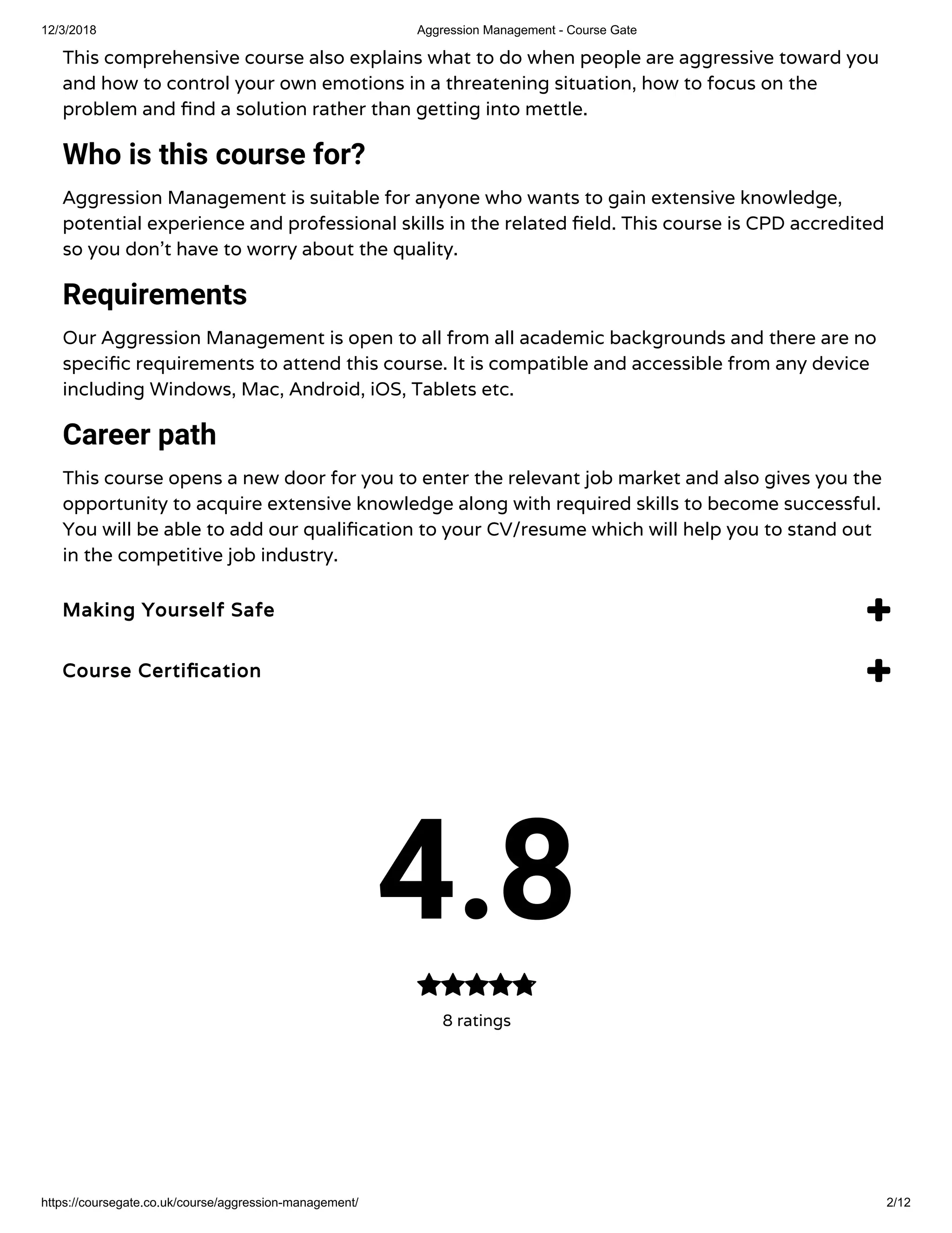 Aggression Management - Course Gate | PDF | Technology & Computing