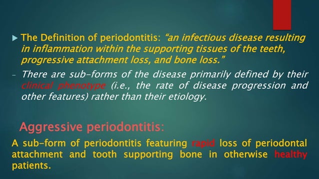 Aggressive Periodontitis.pptx | Dental Health | Diseases and Conditions