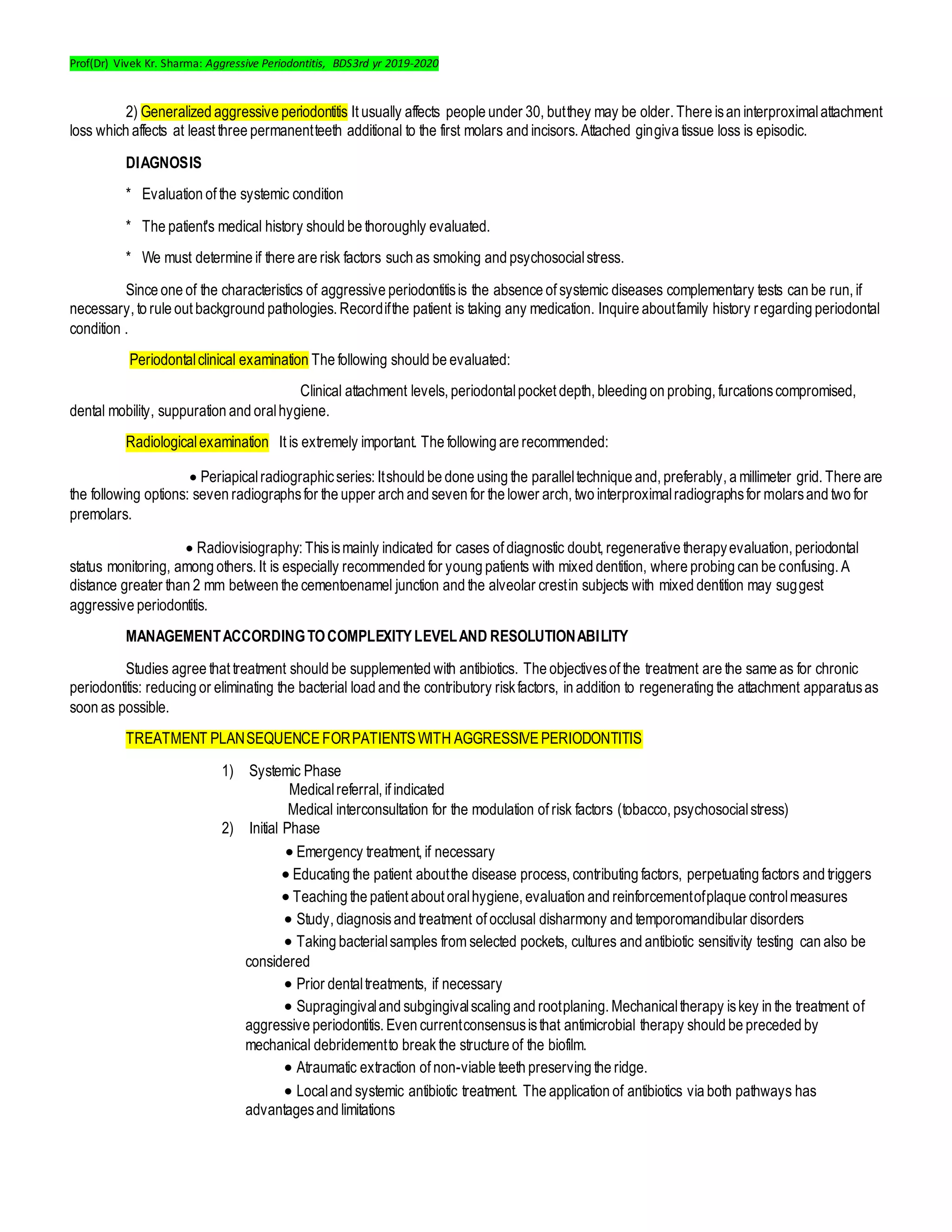 Aggressive periodontitis | PDF