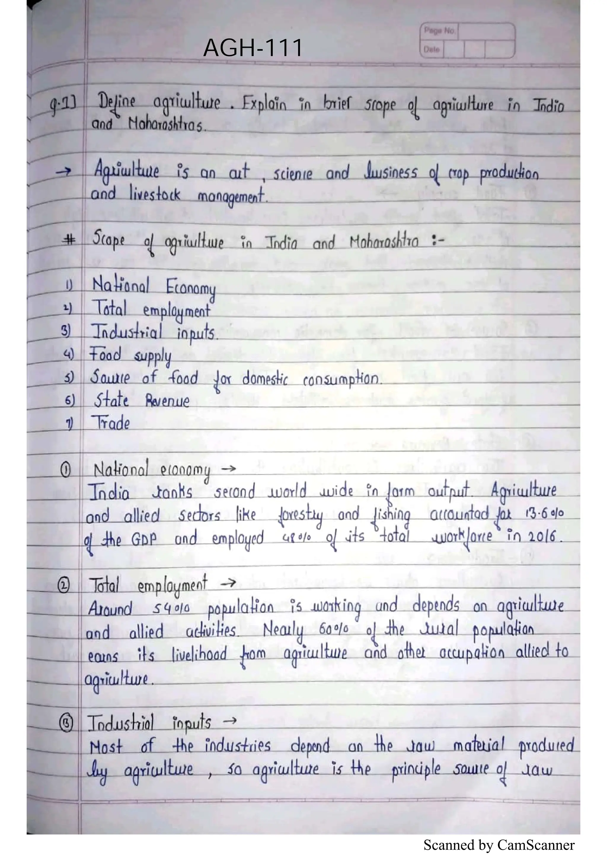 AGH-111-HW-SHORT-NOTE.pdf Agriculture heritage | PDF