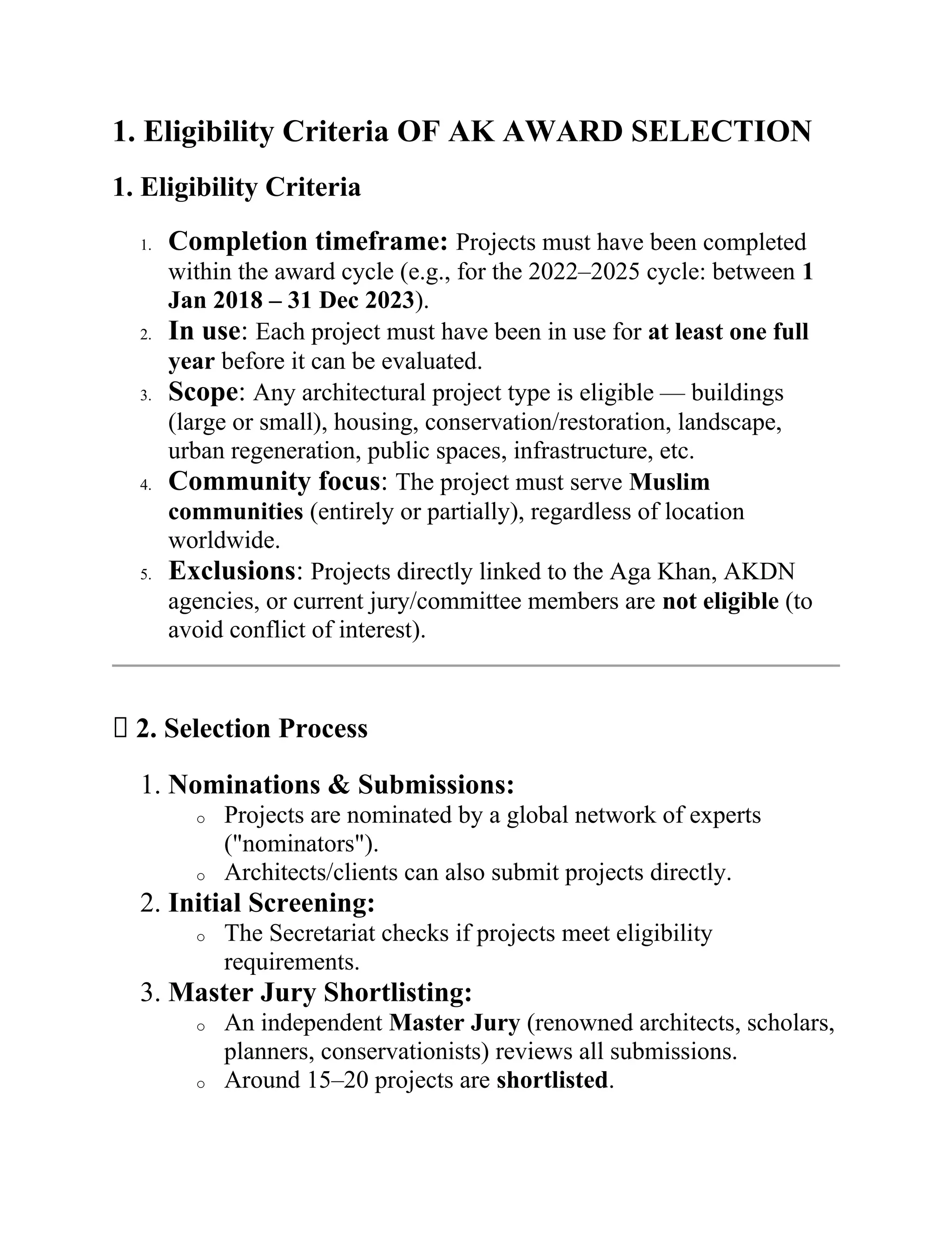 agha khan award criteria. how to illegible for it docx | DOCX