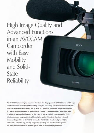 Panasonic AG-HMC151E | PDF