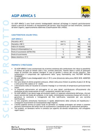 Olio idraulico biodegradabile Agip Arnica S - Fornid | PDF