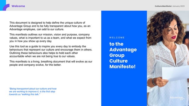 Advantage Group International Culture Manifesto | PPT