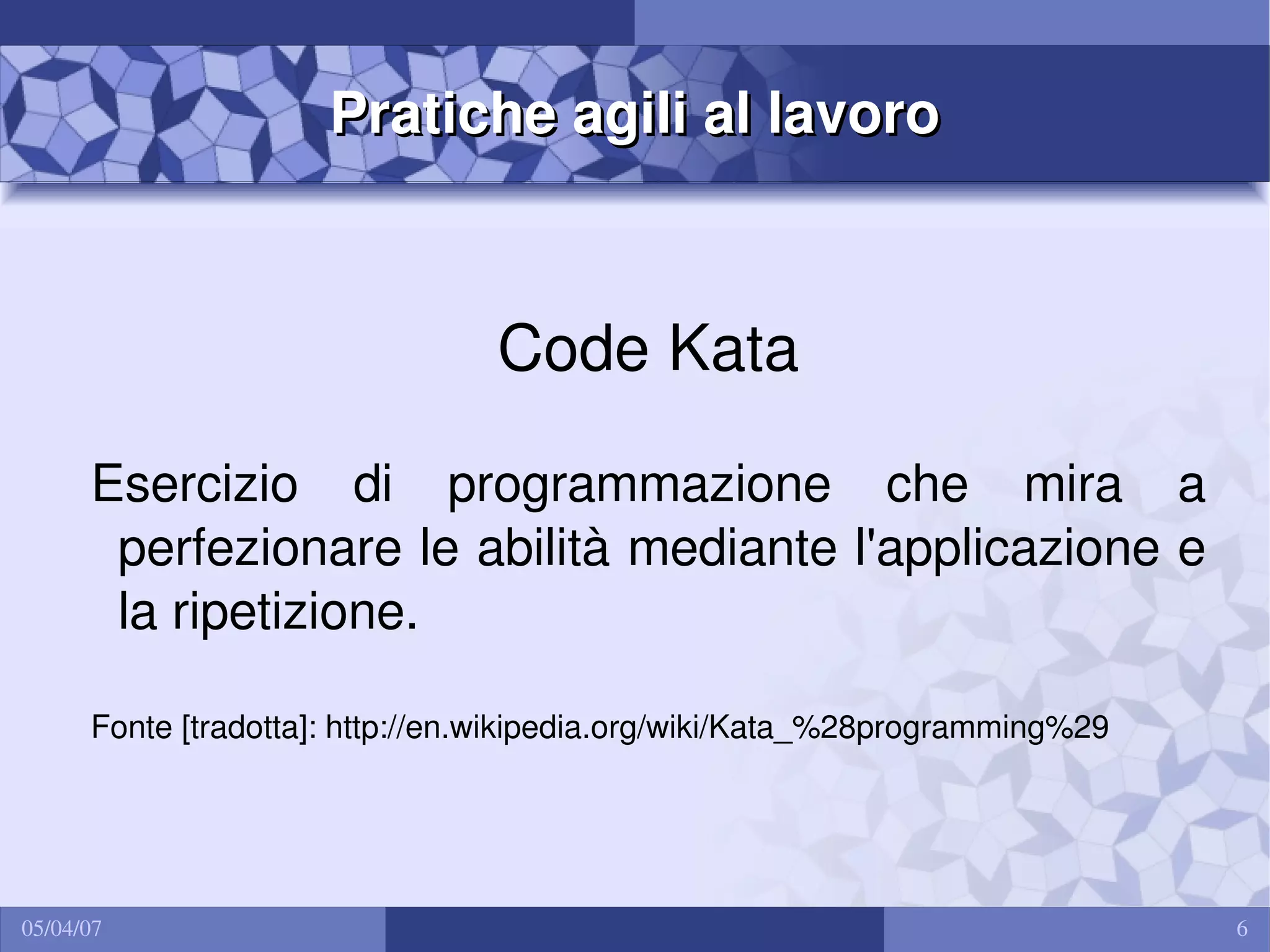 Esempio di code kata | PPT