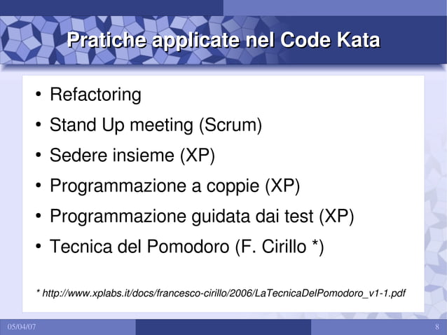 Esempio di code kata | PPT