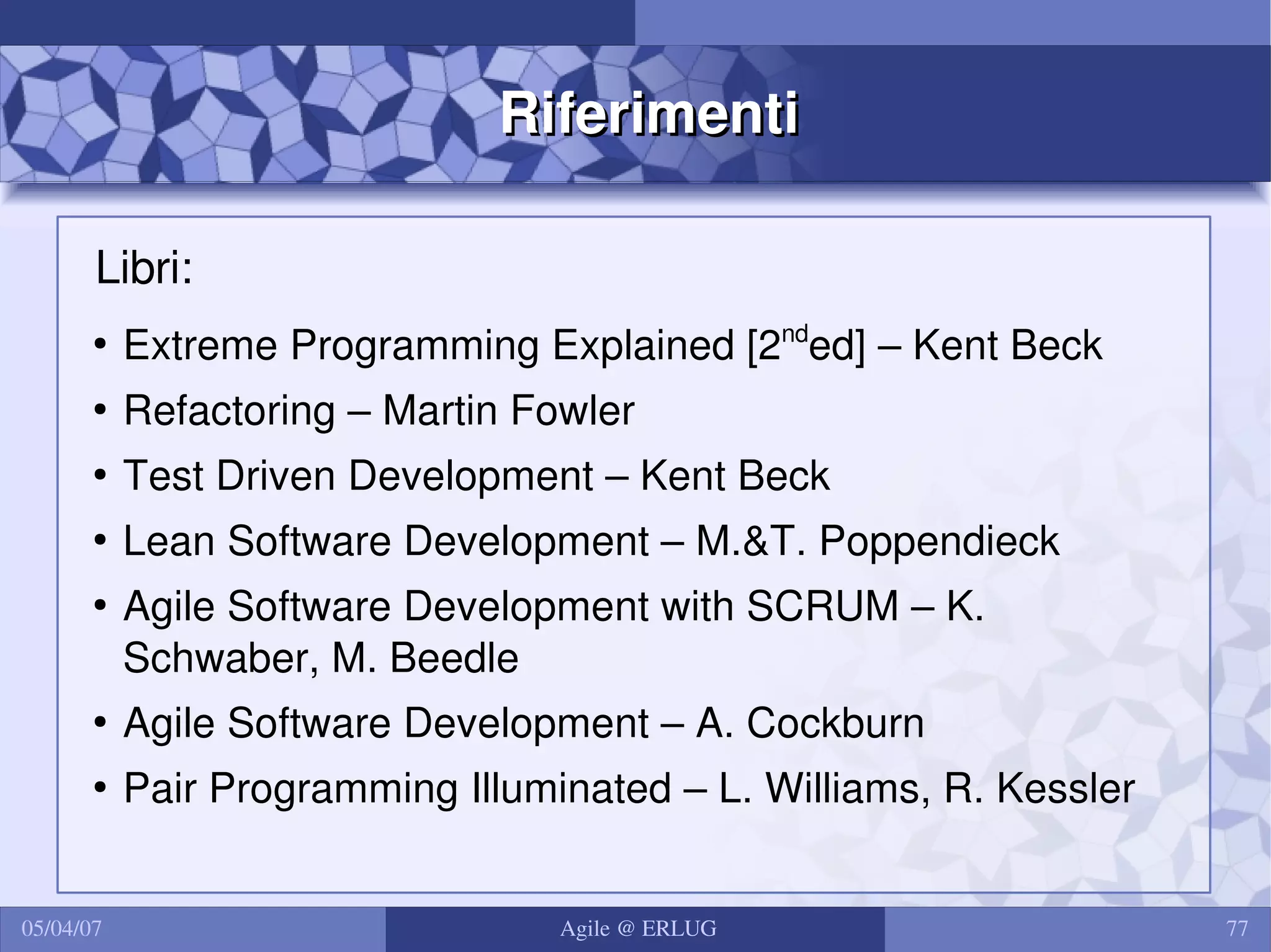 Presentazione eXtreme Programming | PDF