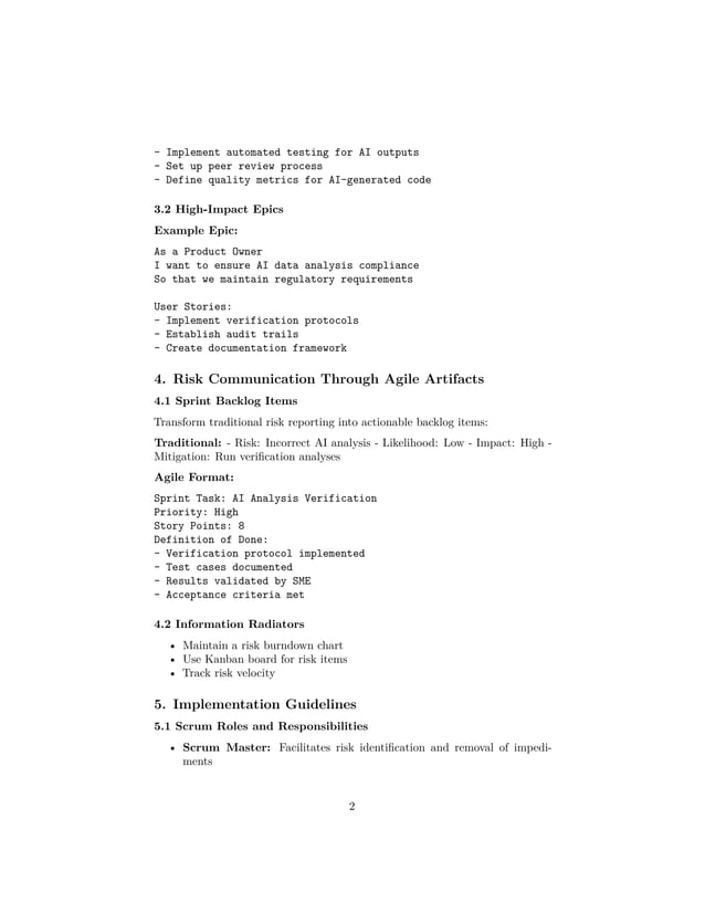 Agile Approach to AI Risk Management in Scrum Framework | PDF