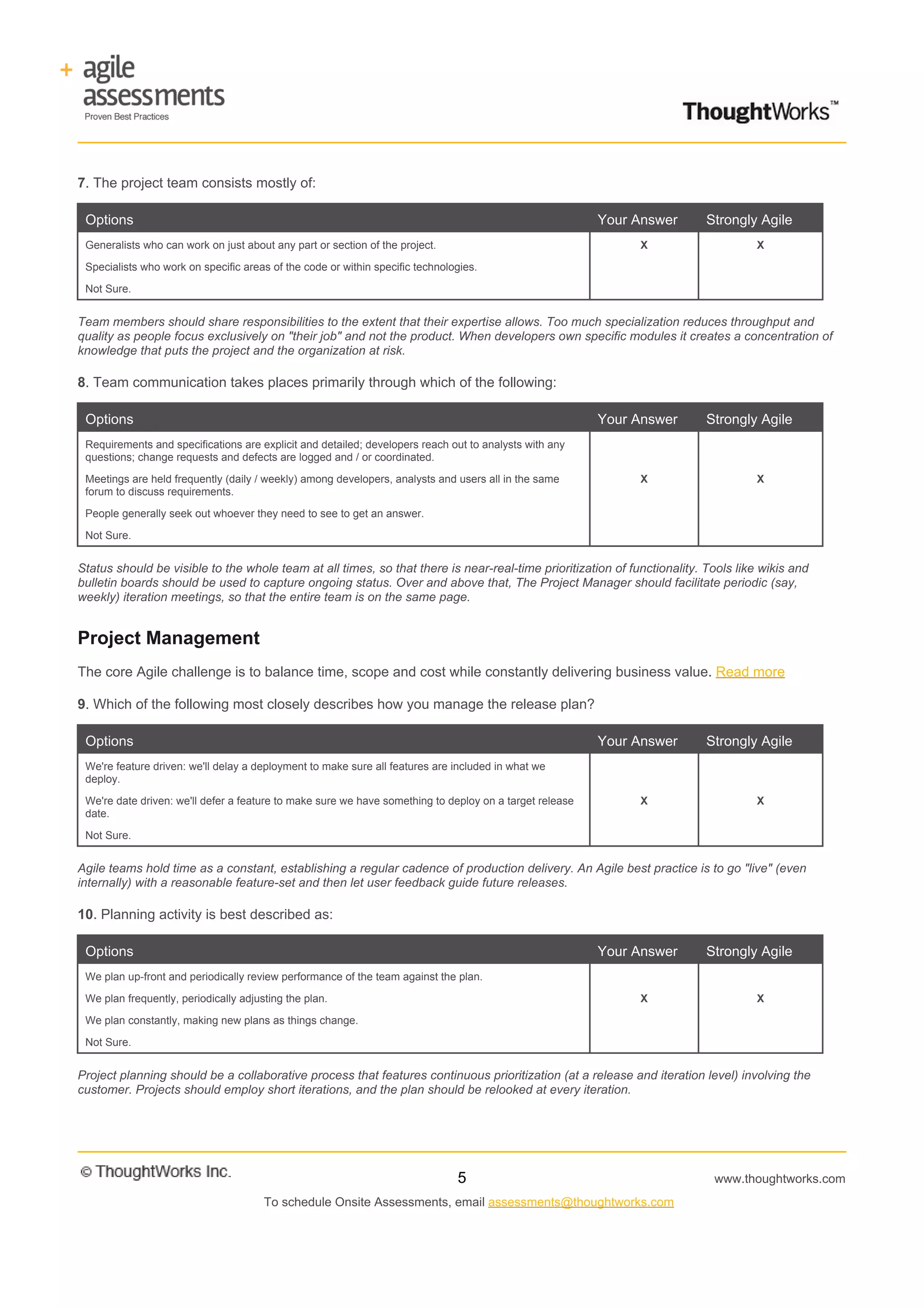 Agile Assessment Version 1.0 | PDF