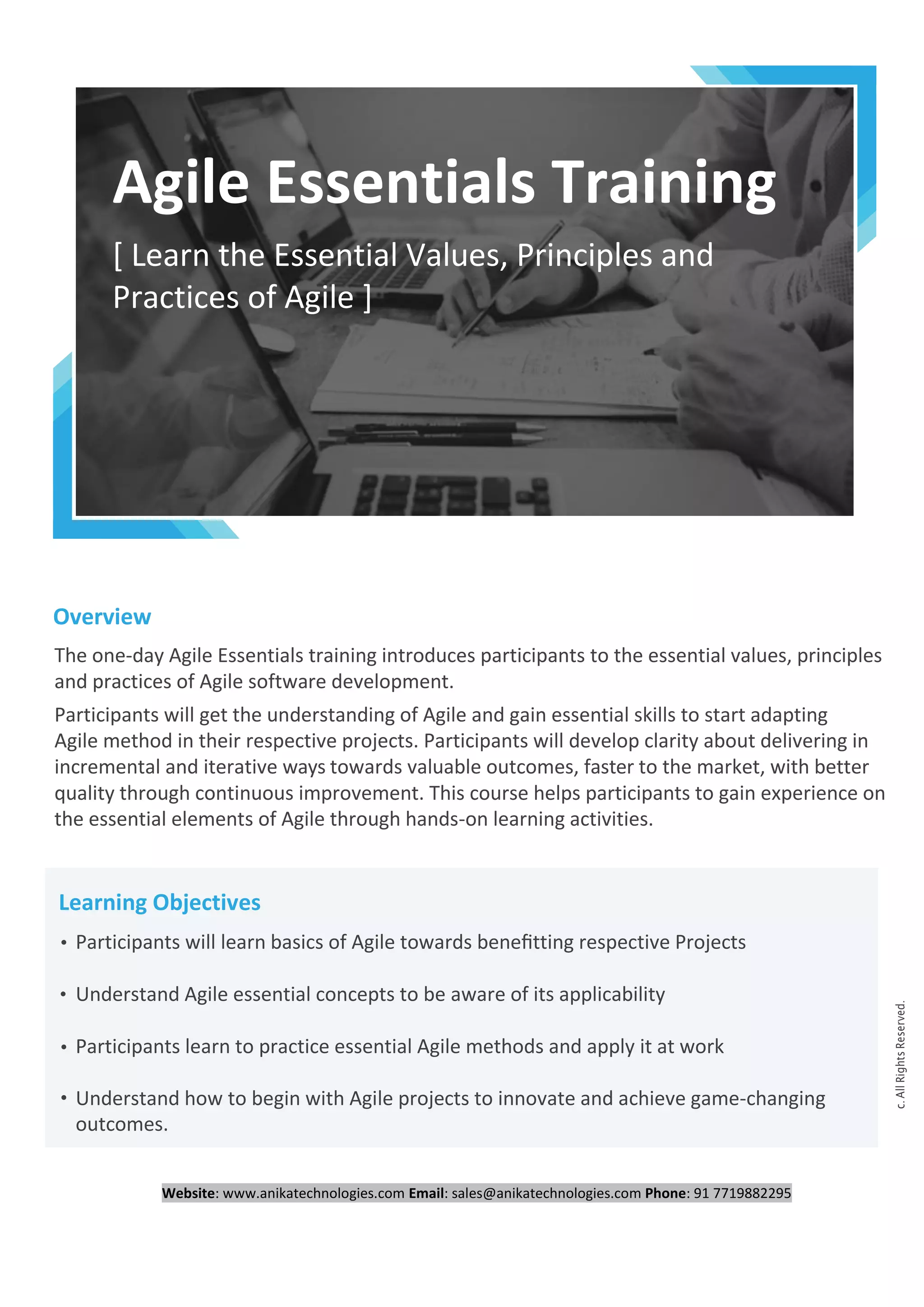 Agile Essentials Training by Anika Technologies | PDF