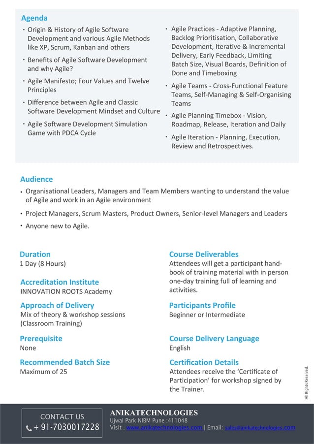Agile Essentials Training by Anika Technologies | PDF