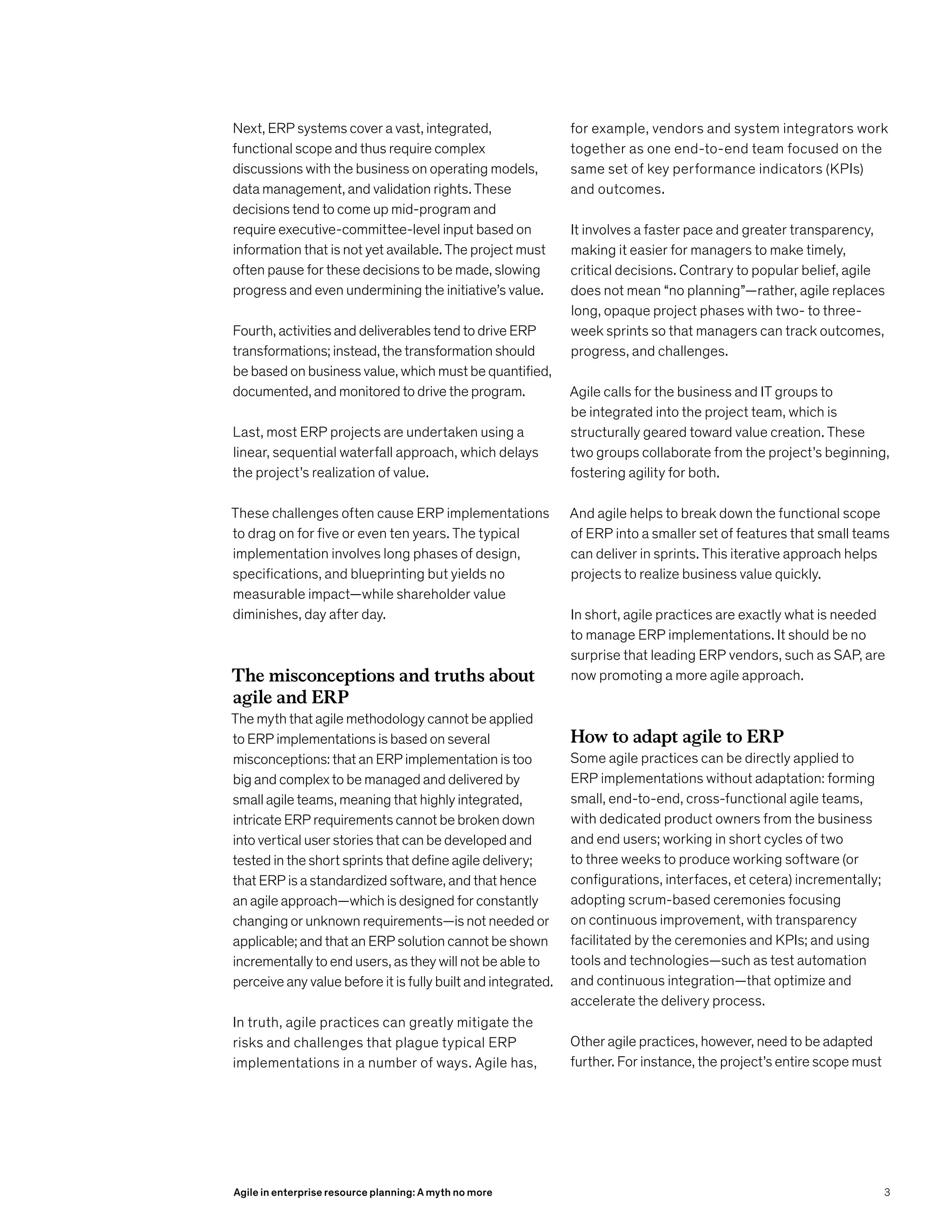 Agile in enterprise resource planning a myth no more | PDF
